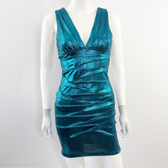 Nikibiki | Dresses | Midnight Nikibiki Aqua Blue Metallic Cocktail ...